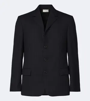 THE ROW Reda Chalk Stripe Wool Suit Jacket - Black