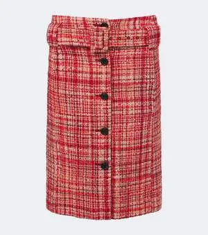 Prada Wool, Cotton, And Silk Tweed Midi Skirt