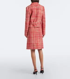 Prada Wool, Cotton, And Silk Tweed Midi Skirt