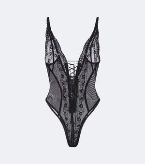 Blumarine Sheer Lace Bodysuit - Black