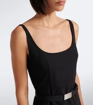 Prada Belted Crêpe Midi Dress