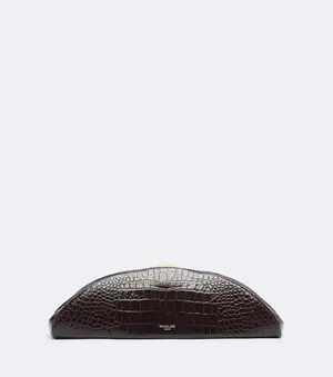 MUGLER Lua Croc-effect Leather Clutch - Brown