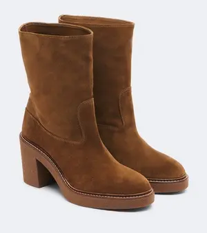 AQUAZZURA Valley Suede Ankle Boots - Brown