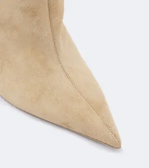 Paris Texas Lidia Shearling-trimmed Suede Ankle Boots - Beige