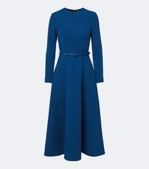 EMILIA WICKSTEAD Capucine Belted Wool Crêpe Midi Dress - Blue