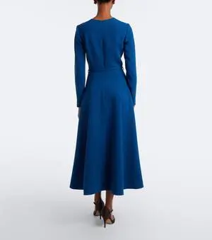 EMILIA WICKSTEAD Capucine Belted Wool Crêpe Midi Dress