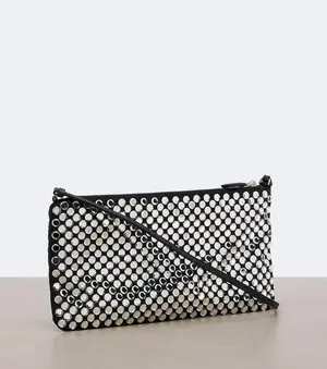 Prada Embellished Leather-trimmed Shoulder Bag