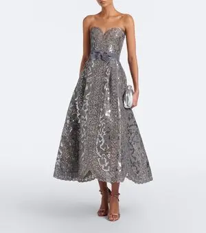 Elie Saab Sequined Tulle Bustier Dress