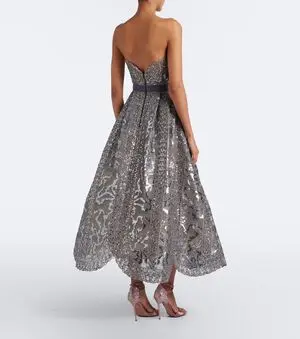 Elie Saab Sequined Tulle Bustier Dress