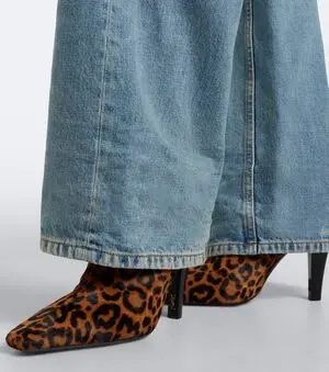Saint Laurent Jill Leopard-print Calf Hair Ankle Boots