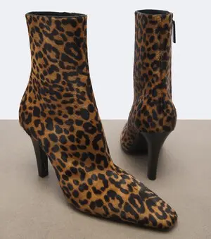 Saint Laurent Jill Leopard-print Calf Hair Ankle Boots