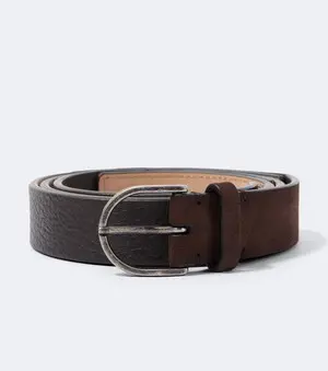Giorgio Armani Leather And Suede Belt - Brown