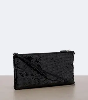 Prada Sequined Leather-trimmed Shoulder Bag