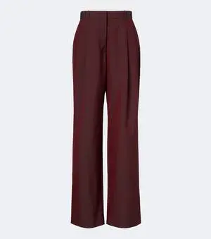 THE ROW Lowe Pleated Virgin Wool Straight Pants - Red