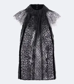 Elie Saab Sheer Lace Top - Black