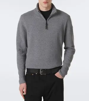 Moncler Wool And Cashmere-blend Half-zip Sweater