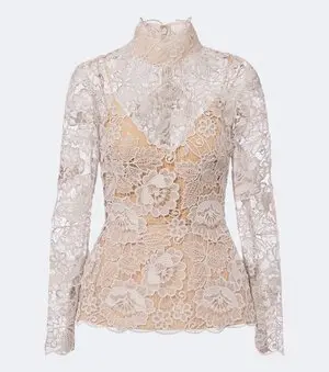 Elie Saab Guipure Lace Top - Grey
