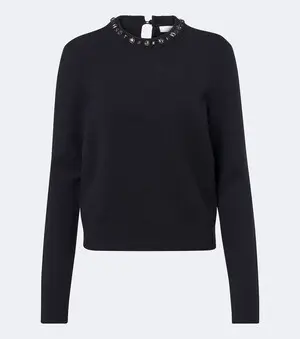 Vince Embellished Wool And Cashmere-blend Sweater - Blue