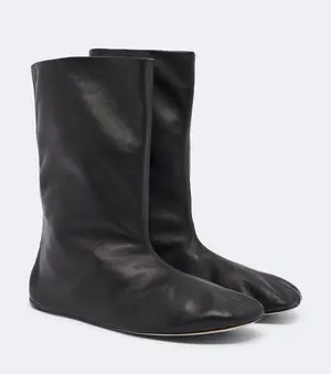 THE ROW Esther Leather Mid-calf Boots - Black