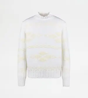 TOD'S Round-neck Pullover In Merino Wool - Grey