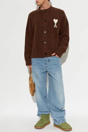 AMI Paris Wool Cardigan With Logo