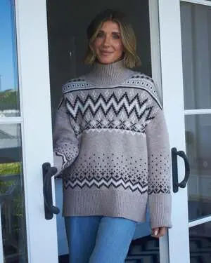 Splendid X @cellajaneblog Fair Isle Turtleneck Sweater - Praline Multi