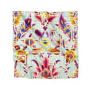ARTIFACT. Pomona Maze Large Luxury Square Silk Scarf - Blue