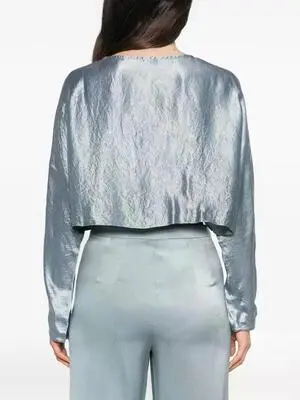 Marella Crinkled Cropped Blouse