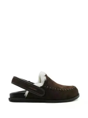 Good News Shearling-lined Whipstitch Mules - Brown