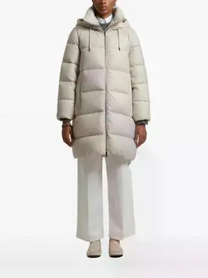 Peserico Quilted Hooded Down Coat - Neutrals