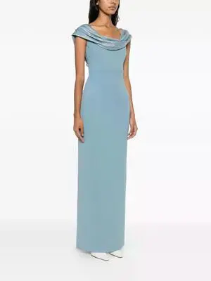 Solace London Cardinale Crystal-embellished Draped Maxi Dress