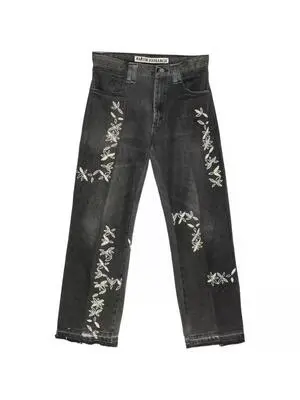 KARTIK RESEARCH Embroidered Cotton Jeans - Grey