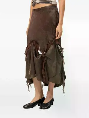 AVAVAV Kikki Cut-out Jacquard Asymmetric Midi Skirt