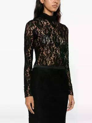 ALESSANDRO LEGORA Lace Long-sleeve Bodysuit