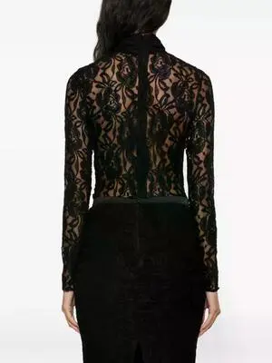 ALESSANDRO LEGORA Lace Long-sleeve Bodysuit