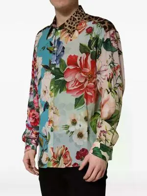 Dolce & Gabbana Floral Leopard-print Shirt - Blue