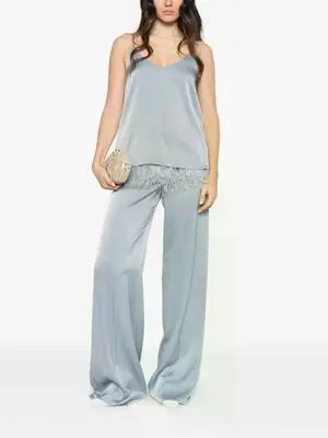 Marella Feather-trim V-neck Top - Blue
