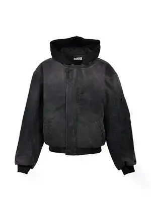 GREG ROSS Faded-effect Zip-hood Bomber Jacket