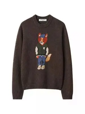 Maison Kitsuné Dressed Fox Intarsia-knit Sweater - Brown