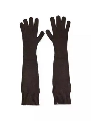 Dolce & Gabbana Knitted Elbow-length Gloves - Brown