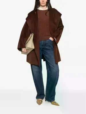Marella Hooded Belted Coat - Brown