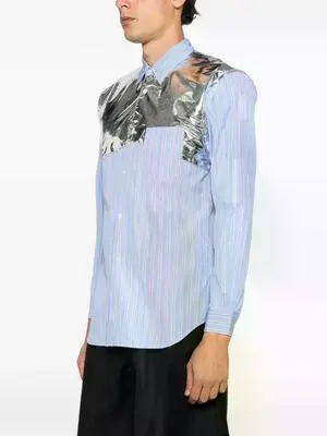 Comme Des Garçons Striped Metallic-panel Shirt