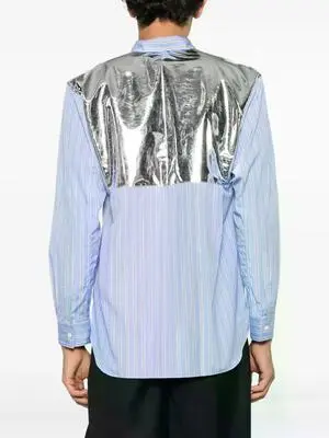 Comme Des Garçons Striped Metallic-panel Shirt