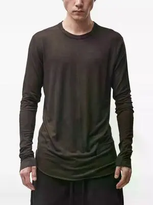 THOM KROM Ts 961 Long-sleeve Curved-hem T-shirt - Brown