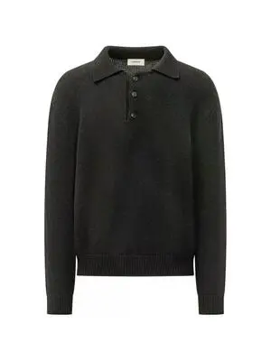A PAPER KID Knitted Long-sleeve Polo Shirt - Grey