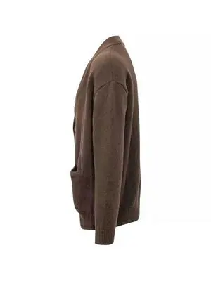 A PAPER KID V-neck Knitted Cardigan - Brown