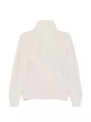 BARBA NAPOLI Ribbed-knit Zip-up Cardigan - Neutrals