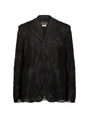 Comme Des Garçons Lace-overlay Layered Blazer - Black