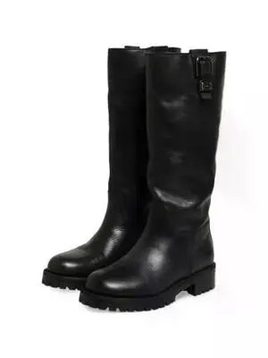 Dolce & Gabbana Buckle-detail Leather Boots - Black