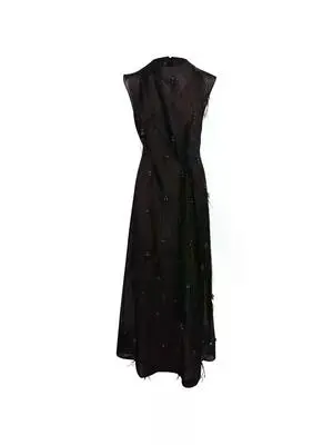 Giuseppe Di Morabito Feather-embellished Bead-embellished Maxi Dress - Black